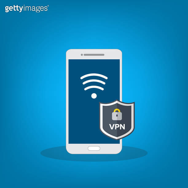Mobile phone VPN, smartphone connecting to a secure and protected ...