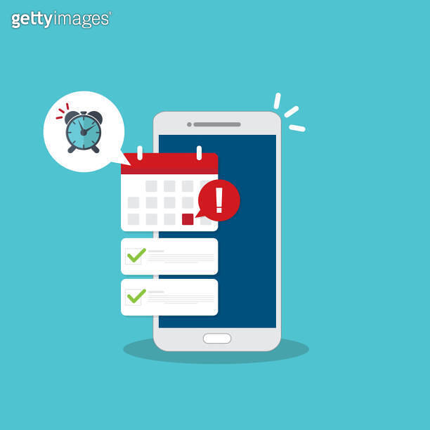 Mobile phone calendar with important deadline date and task list or ...