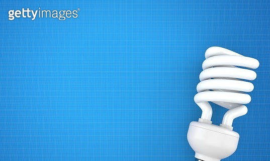 Light bulb cfl on blueprint background (1341216573) - 게티이미지뱅크