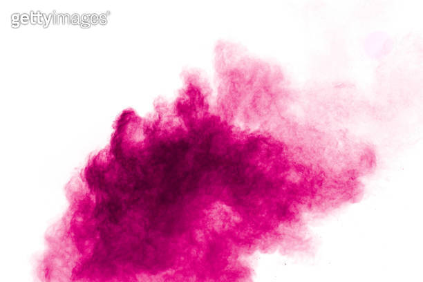 Pink dust particles splash on white background.Pink powder splash. 이미지 ...
