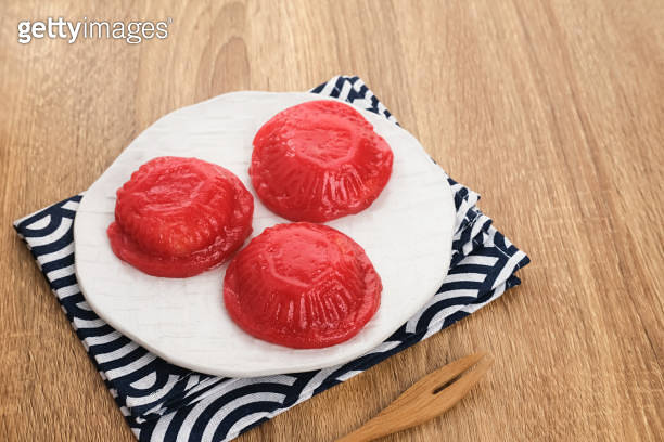 Ang Kue (Kue Ku) or Kue Thok, steamed Chinese pastry of glutinous rice ...