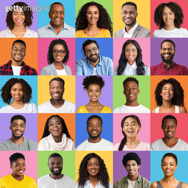 Happy faces of multiracial young people, collection of photos ...
