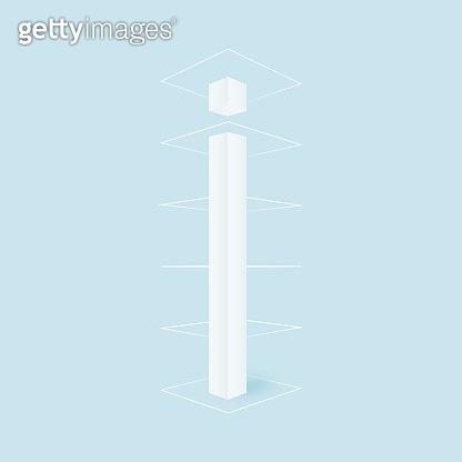 White pillar in power tension field. Abstract vector illustration for ...