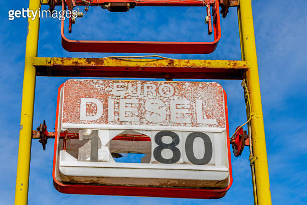 Old rusty gas station sign, euro diesel price. number 80 (1369303292 ...