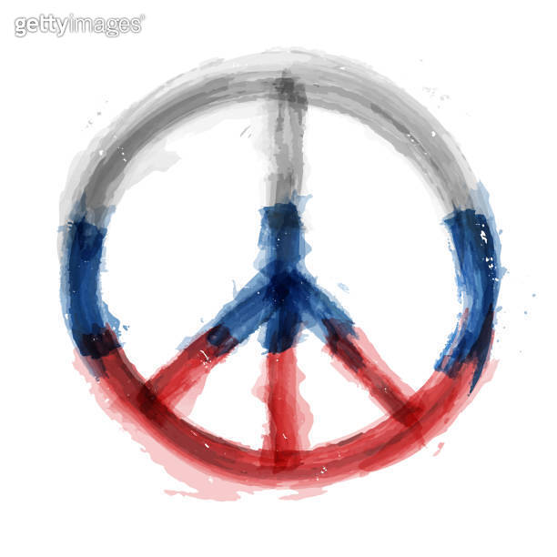 Nuclear Disarmament symbol with Russia flag color . Realistic ...