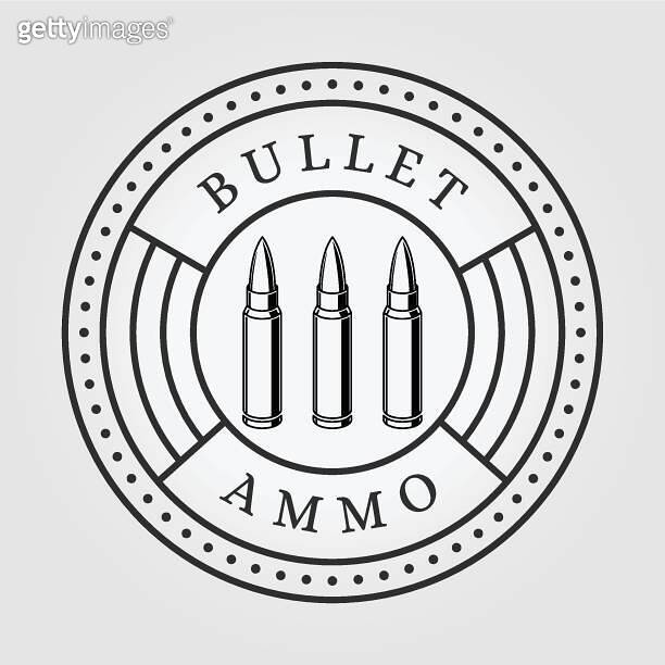 Emblem of Ammo Ammunition Logo Bullet Line Art Vintage Vector ...