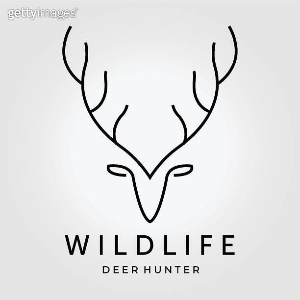 Line Art Deer Hunt Wildlife Outdoor Vector Illustration Design 이미지 ...