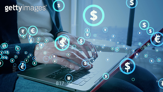 Financial technology concept. Fintech. Online banking. Foreign exchange ...