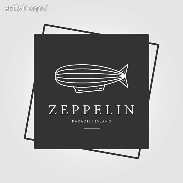 Creative Badge of Zeppelin Line Art Vintage, Illustration Design of Air ...