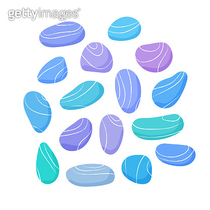 Pebble stones collection. Different beach pebbles shape set. Various ...