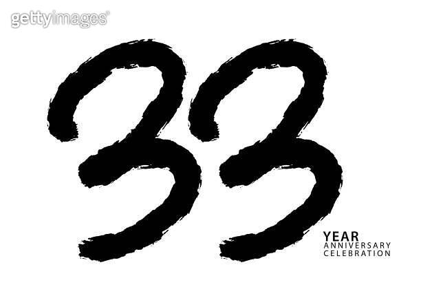 33 year anniversary celebration black color logotype vector, 33 number ...