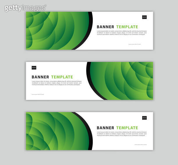 Green banner template vector illustration, Geometric banner design ...