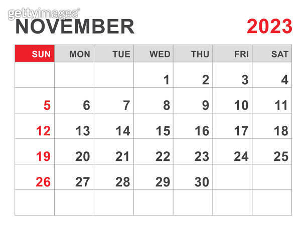 Calendar 2023 template, November 2023 layout, Printable minimalist ...