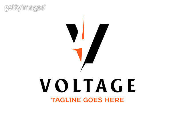 Initial Letter V with Light Energy for Voltage Electricity symbol ...