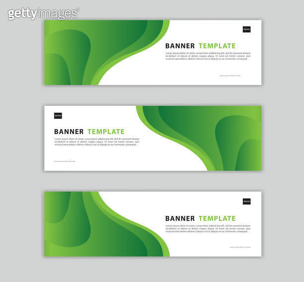 Green banner template vector illustration, Geometric banner design ...