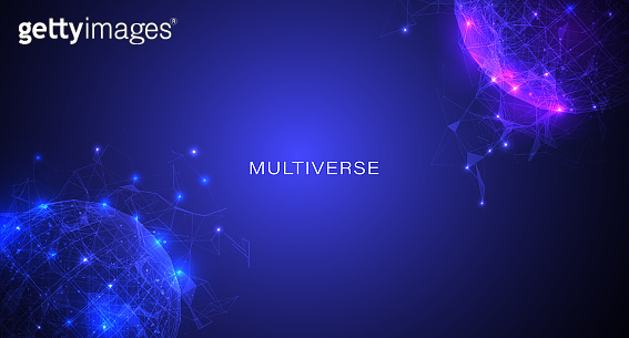 Digital futuristic multiverse planet low poly wireframe vector ...