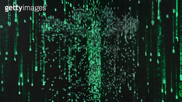 green numbers and letters in a row in the style of a matrix. colored ...