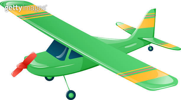Light green aircraft. Airplane with propeller, vector illustration 이미지 ...