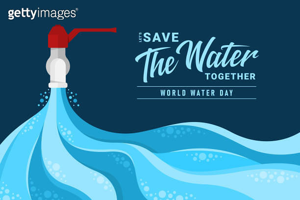 world water day banner- Let's save the water together text and abstract ...