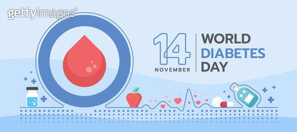 world diabetes day - abstract line border roll around drop blood in ...