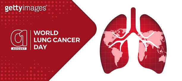 world lung cancer day - the red lung with world map texture sign on ...