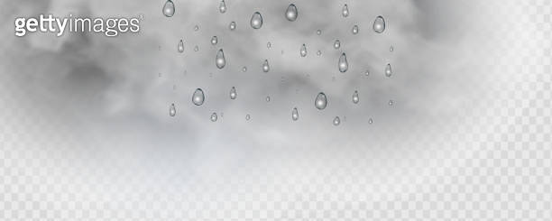 Rain and wind on a transparent background. White gradient decorative ...