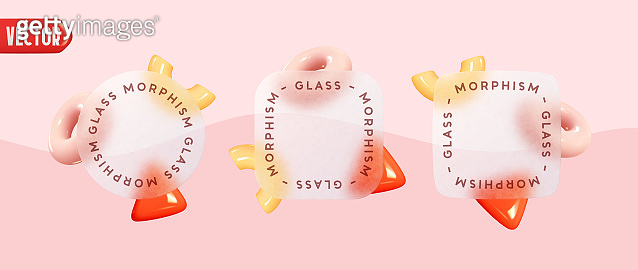 Template Set of Glass Morphism. GlassMorphism square and round frames ...