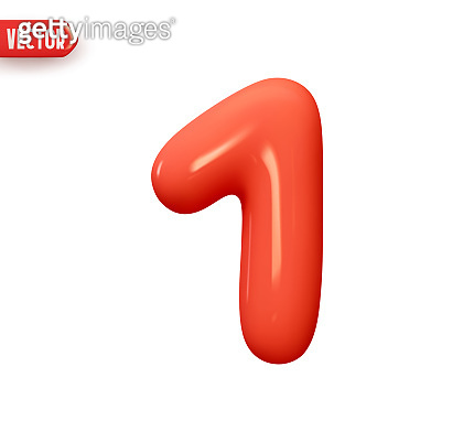Number 1. One Number sign red color. vector illustration 이미지 ...