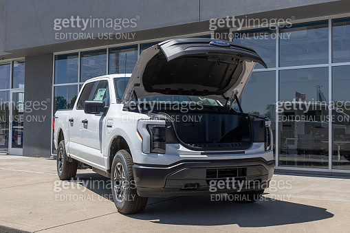 Ford F-150 Lightning Frunk display. Ford offers the F150 Lightning all ...