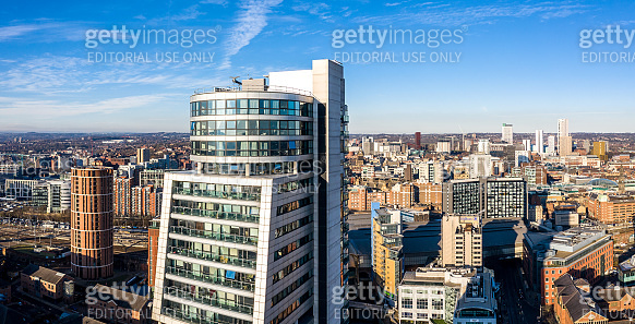 Aerial view of Bridgewater Place skyscraper in Leeds, UK 이미지 ...