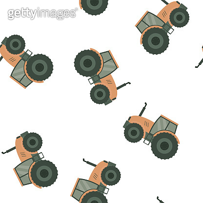 Seamless pattern with farm tractor. Texture, decoration, tractor ...