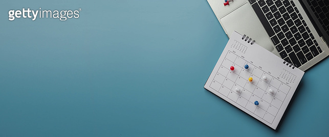 Embroidered red pins on a calendar event Planner calendar,clock to set ...