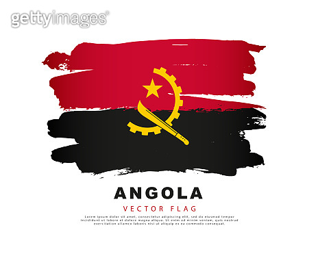 Flag of Angola. Red and black brush strokes, hand drawn. Vector ...