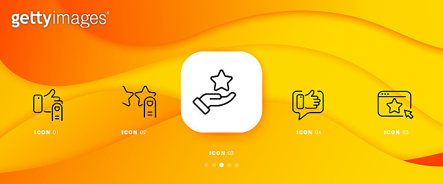 Rate the service set icon. Hand, like, star, tap, rating, review ...