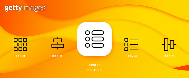 Menu set icon. Application list, desktop, alignment, adjust, settings, icons and labels ...