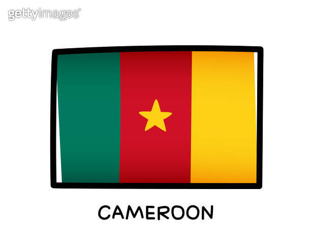 Flag of Cameroon. Colorful Cameroonian flag logo. Green, red and yellow ...
