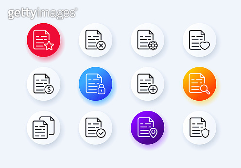 Documents icons set. Check mark. filling out paperwork. Protecting ...
