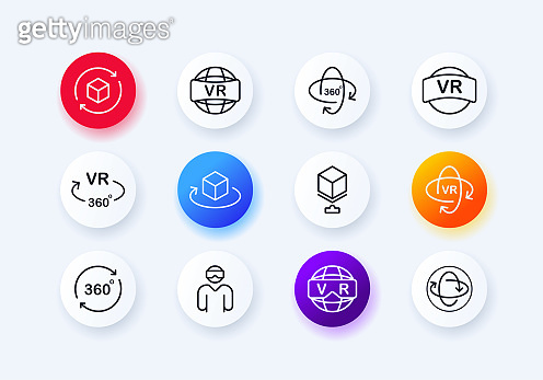 Virtual reality icon set. 3d object. Orientation in space. Virtual ...