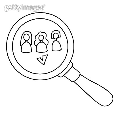 Search for an employee and work. Consideration through magnifying glass ...