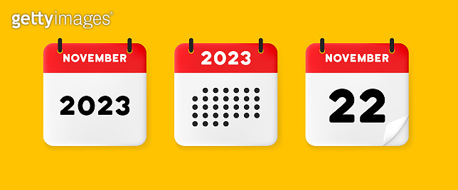 Calendar set icon. Calendar on a yellow background with Twenty two ...
