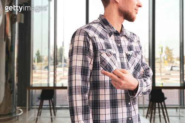 male person showing middle finger as the symbol agression and ...