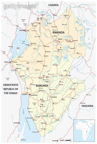 vector road map of east african states rwanda and burundi (1387017498 ...