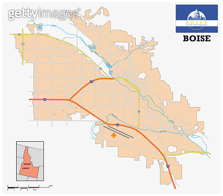 simple street map of the city of Boise, Idaho, United States ...