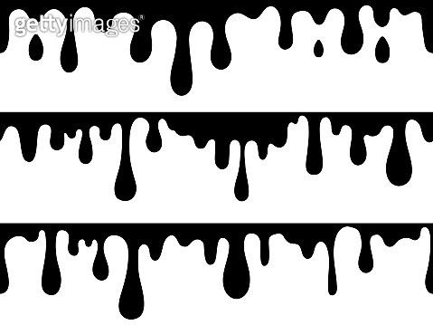 Seamless dripping elements. Dropping paint pattern, black border melted ...