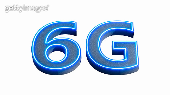 6g logo design, a symbol of 6G network connectivity of the futur. Neon ...