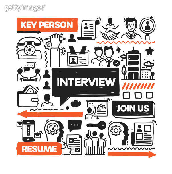 Interview object and elements. Vector doodle illustration collection ...