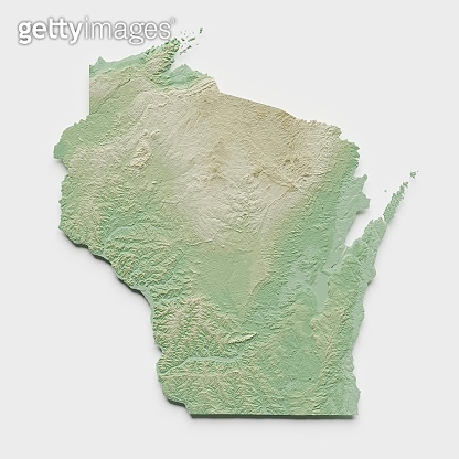 Wisconsin Topographic Relief Map - 3D Render 이미지 (1366967184) - 게티이미지뱅크