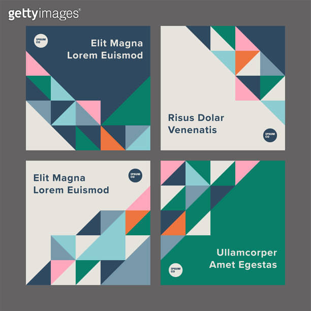Square graphic design templates with with geometric triangle graphics ...