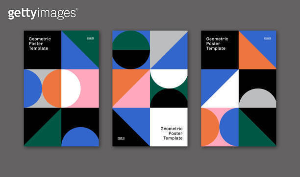 Poster set design template with abstract geometric graphics — Milo ...