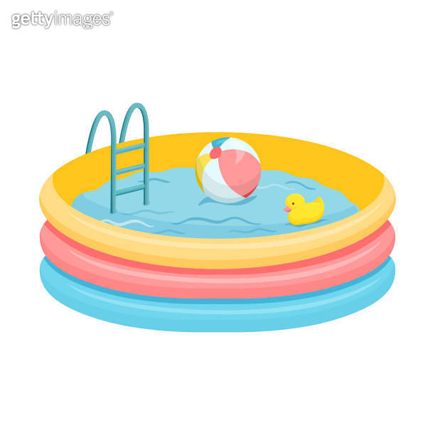 Vector illustration of swimming pool isolated on white. Cartoon rubber ...